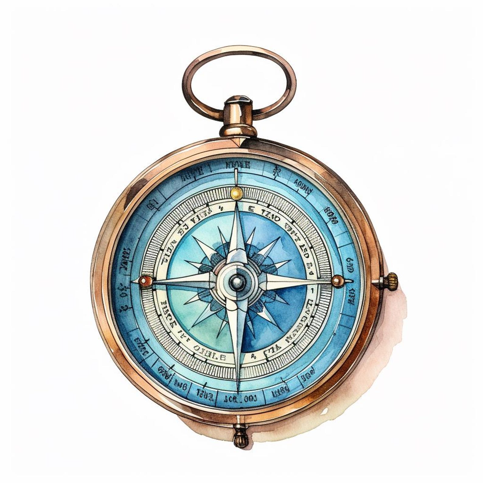 Vintage Compass, Printable Watercolor Clipart, 10 High Quality ...