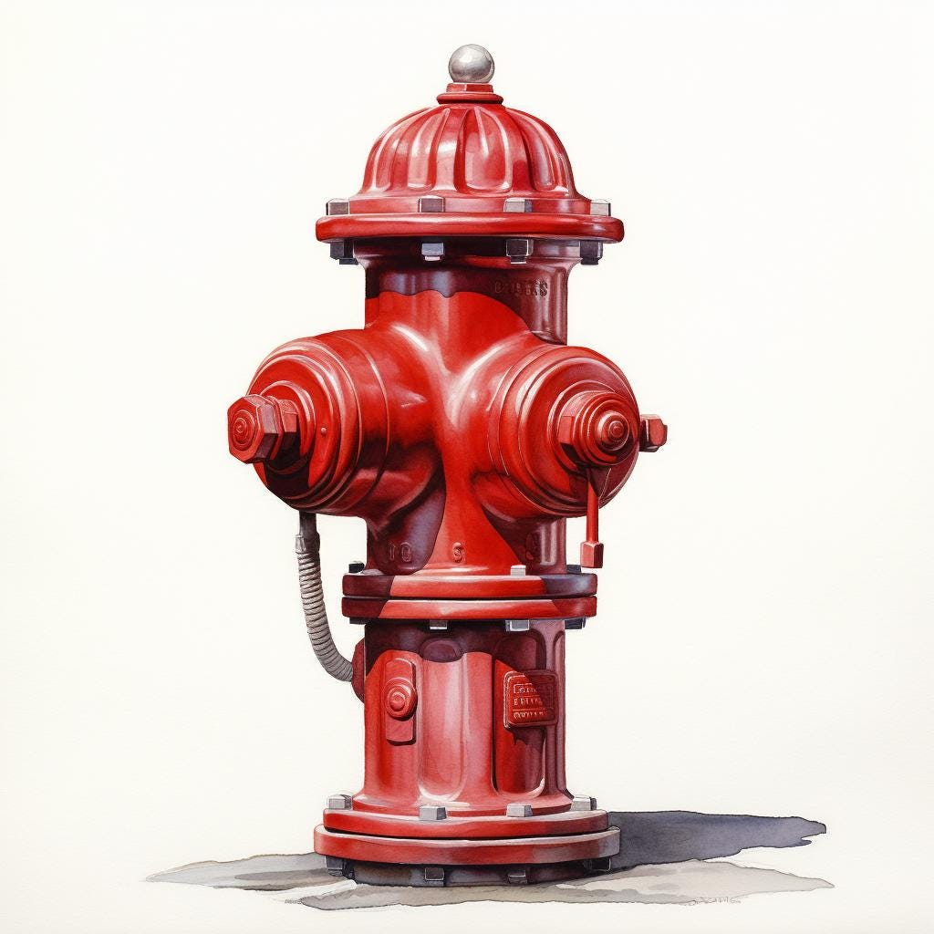 Red Fire Hydrant, Printable Watercolor Clipart Bundle, 10 High Quality ...
