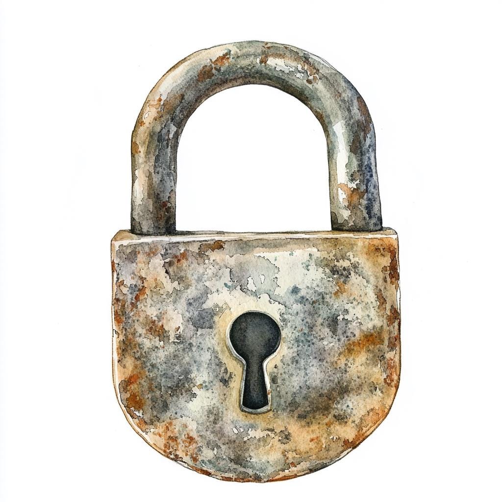 Vintage Padlock, Printable Watercolor Clipart, 10 High Quality ...