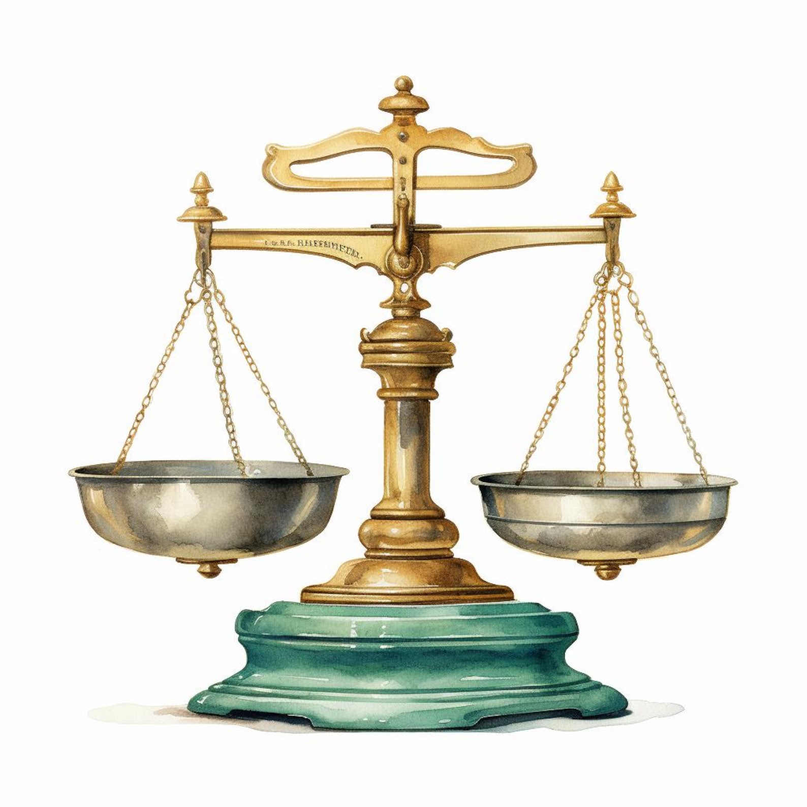 Vintage Scales, Antique Weighing Scale, Printable Watercolor Clipart ...