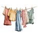Clothes Hanging on a Line, Printable Watercolor Clipart, 10 High ...