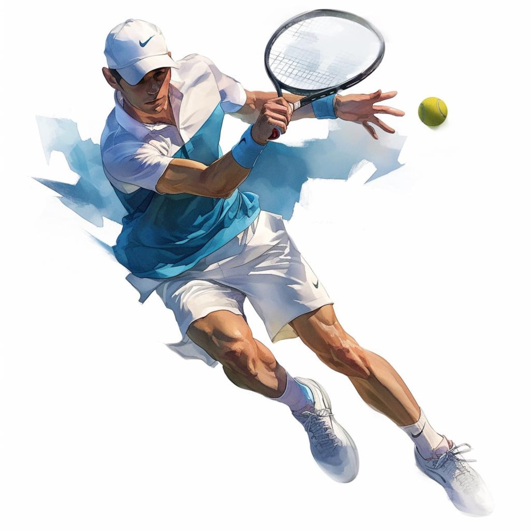 Watercolor Tennis Player Clipart Bundle: High-resolution Jpgs, 10 ...