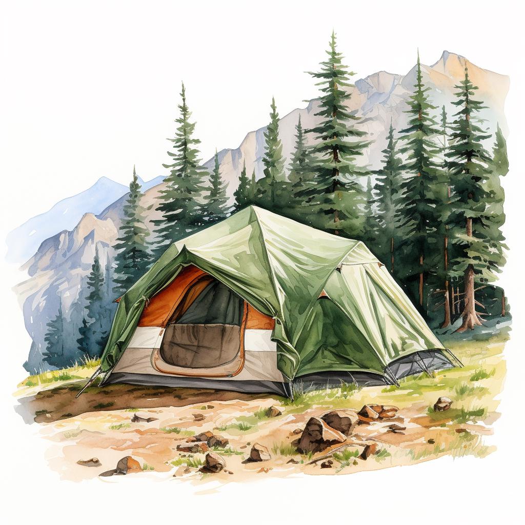 Camping Tent in Forest, Printable Watercolor Clipart, 10 High Quality ...