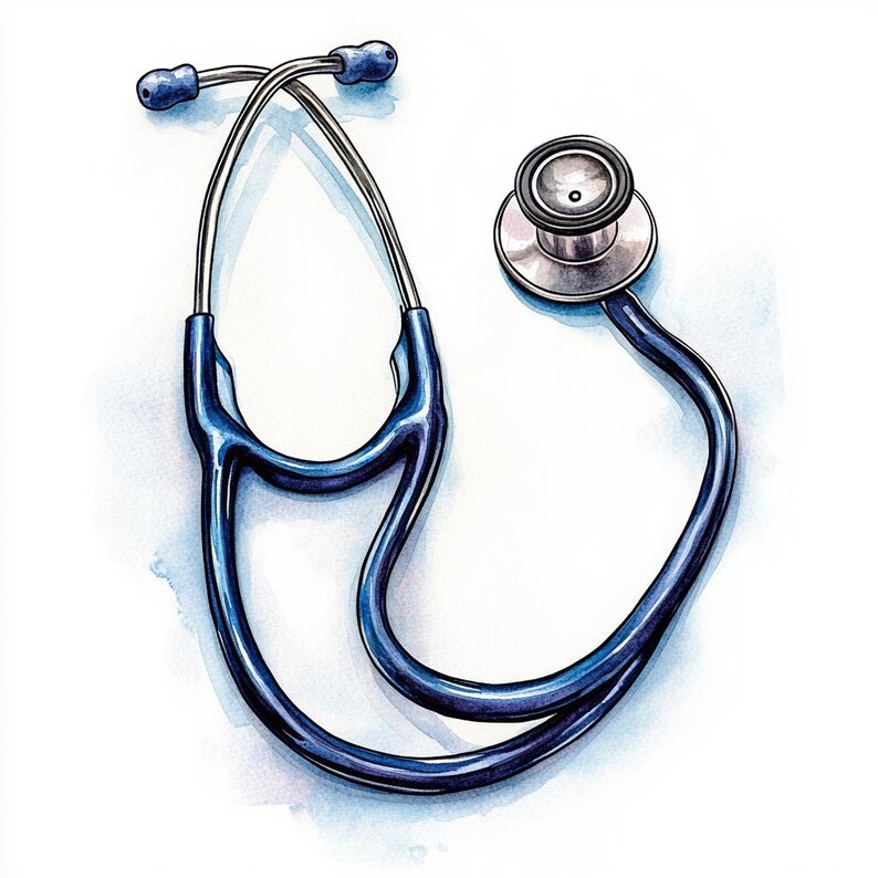 Stethoscope, Printable Watercolor Clipart, 10 High Quality Watercolor ...