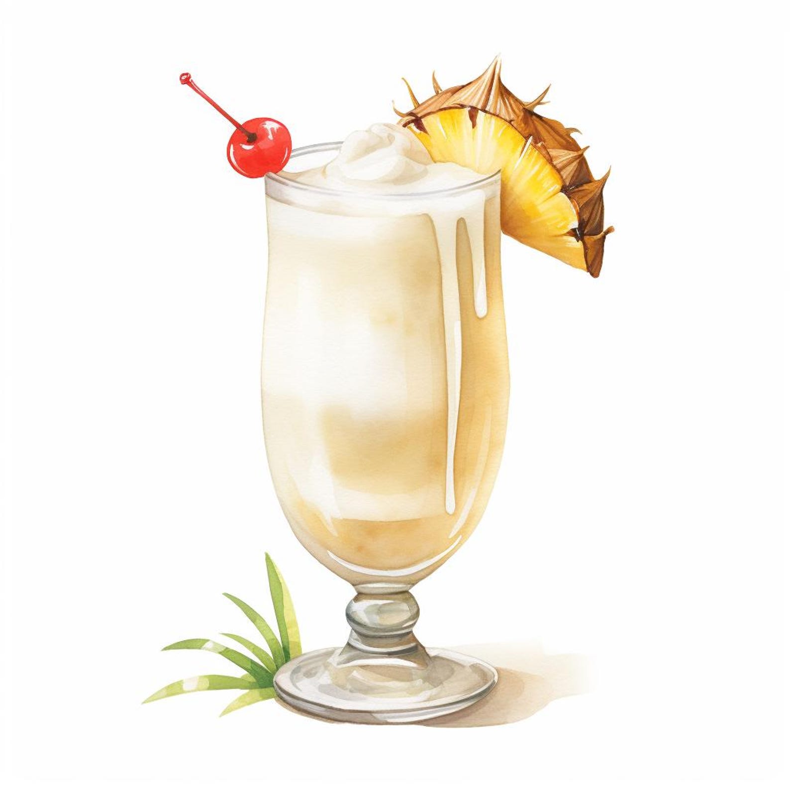 Pina Colada Cocktail, Printable Watercolor Clipart, 10 High Quality ...