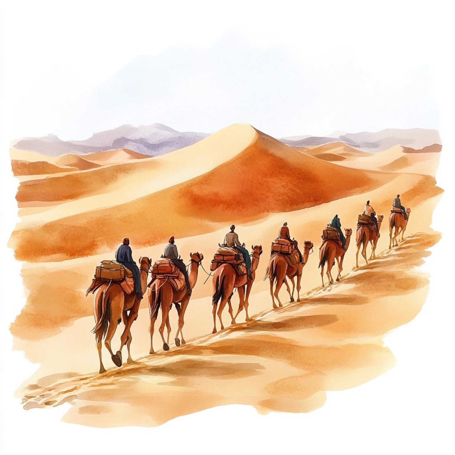 Caravan in the Desert, Printable Watercolor Clipart Bundle, 10 High ...