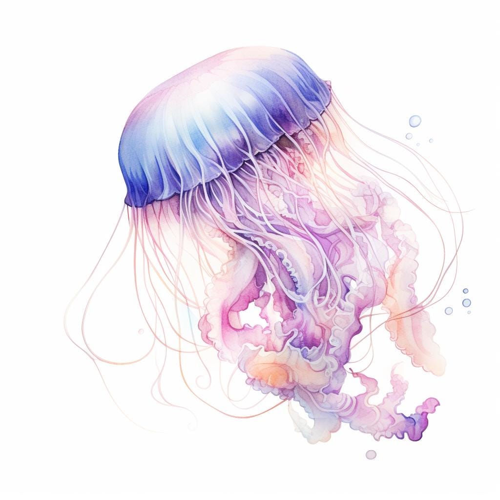 Jellyfish, Printable Watercolor Clipart Bundle, 10 High Quality ...