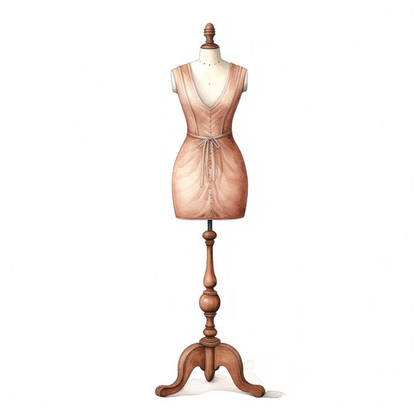 Vintage Dress Form Mannequin, Printable Watercolor Clipart Bundle, 10 ...