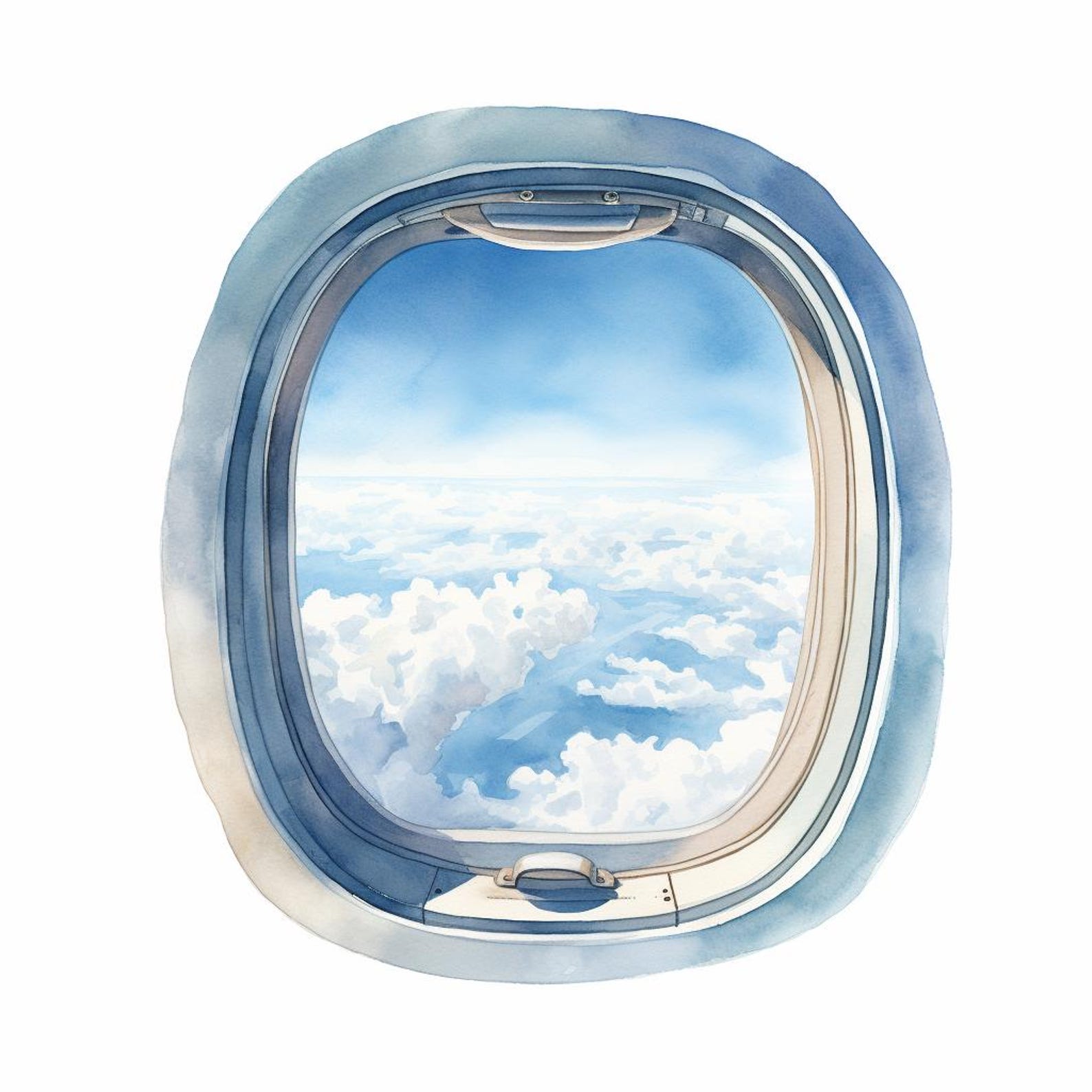 Airplane Window View, Printable Watercolor Clipart Bundle, 10 High ...