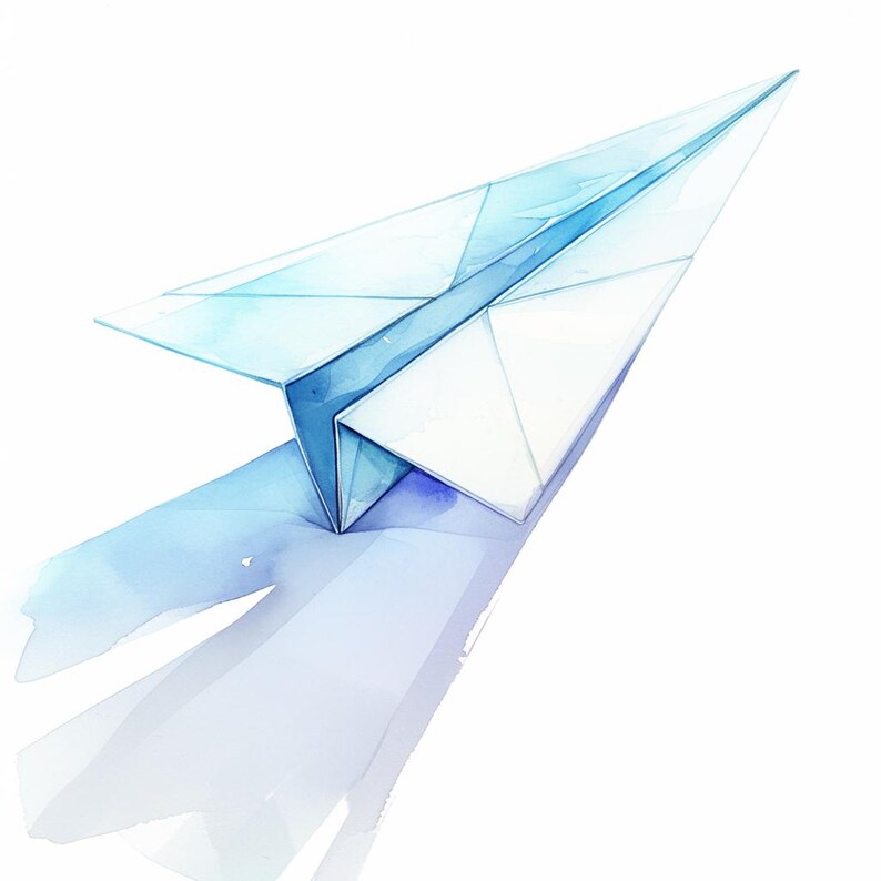 Paper Airplane Illustration, Printable Watercolor Clipart Bundle, 10 ...