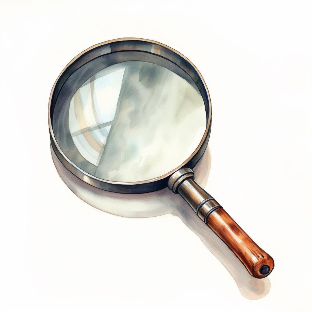 Magnifying Glass, Printable Watercolor Clipart Bundle, 10 High Quality ...