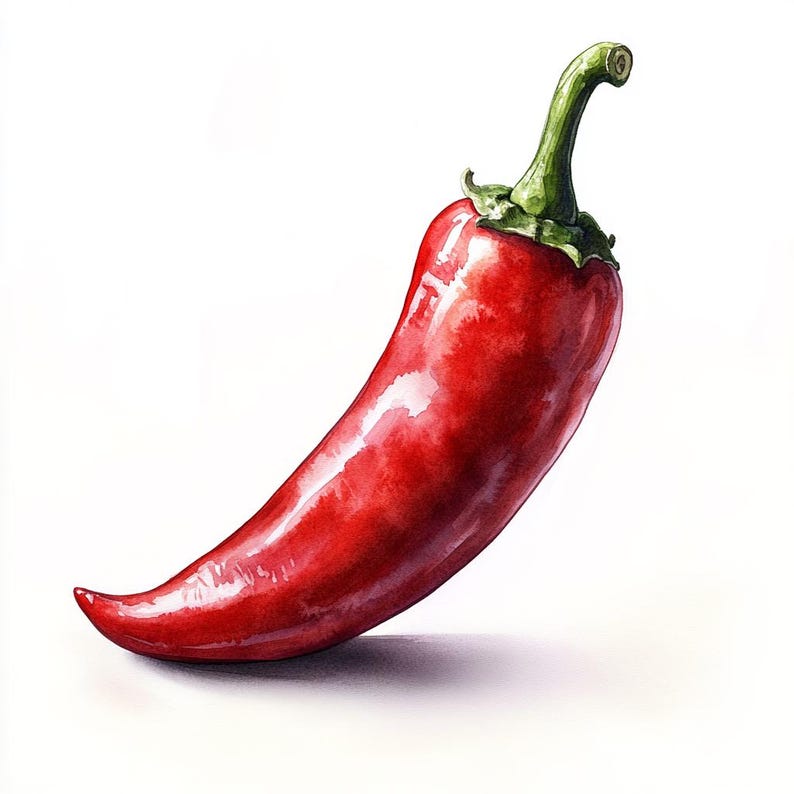 Chili Pepper, Printable Watercolor Clipart, 10 High Quality Watercolor ...