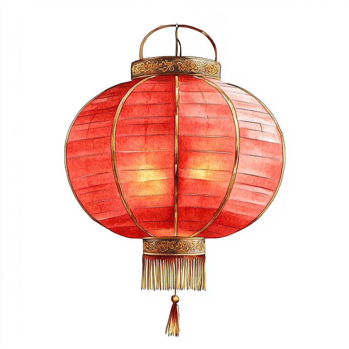 Chinese Paper Lantern, Printable Watercolor Clipart Bundle, 10 High ...
