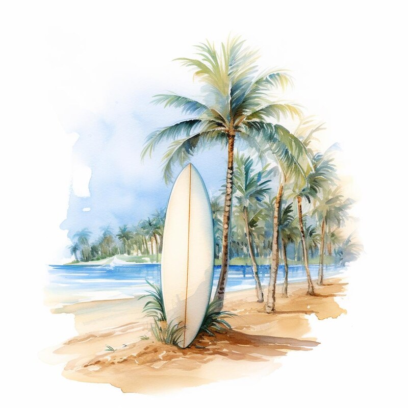 Surfboard and Palm Tree - Etsy