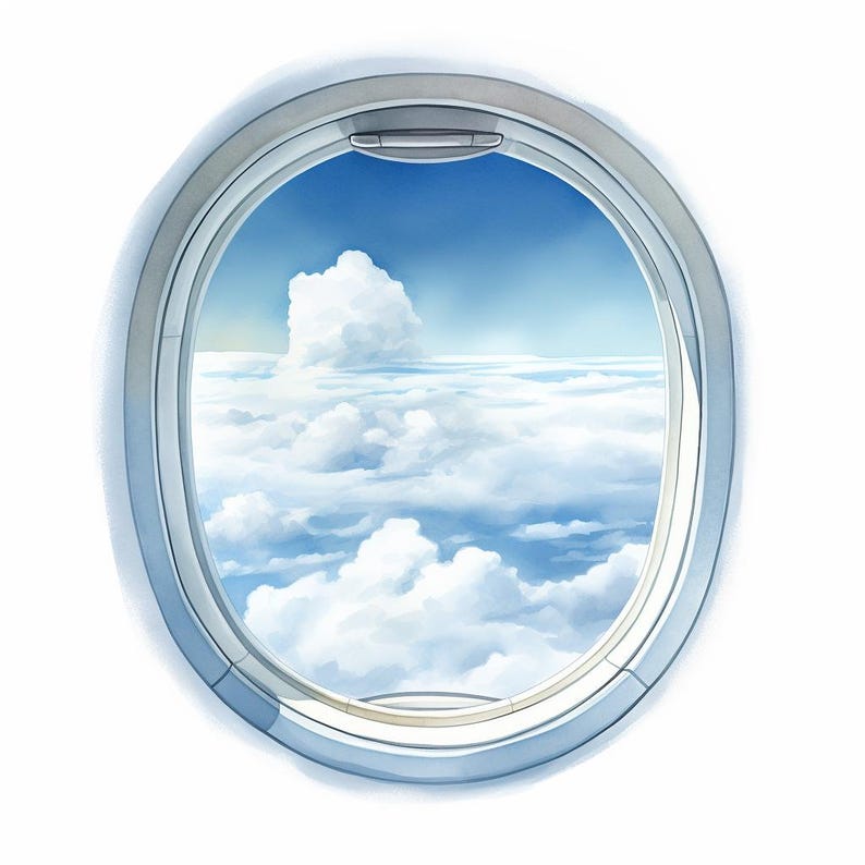 Airplane Window View, Printable Watercolor Clipart Bundle, 10 High ...