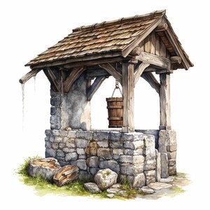 Stone Well, Printable Watercolor Clipart Bundle, 10 High Quality ...