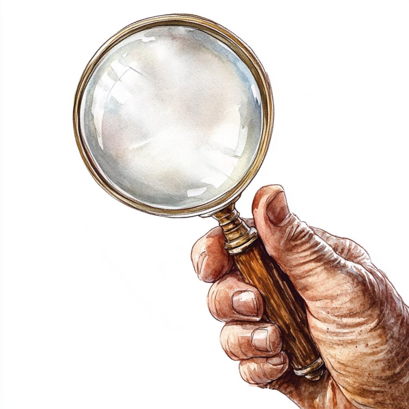 Hand Holding Magnifying Glass, Printable Watercolor Clipart Bundle, 10 ...