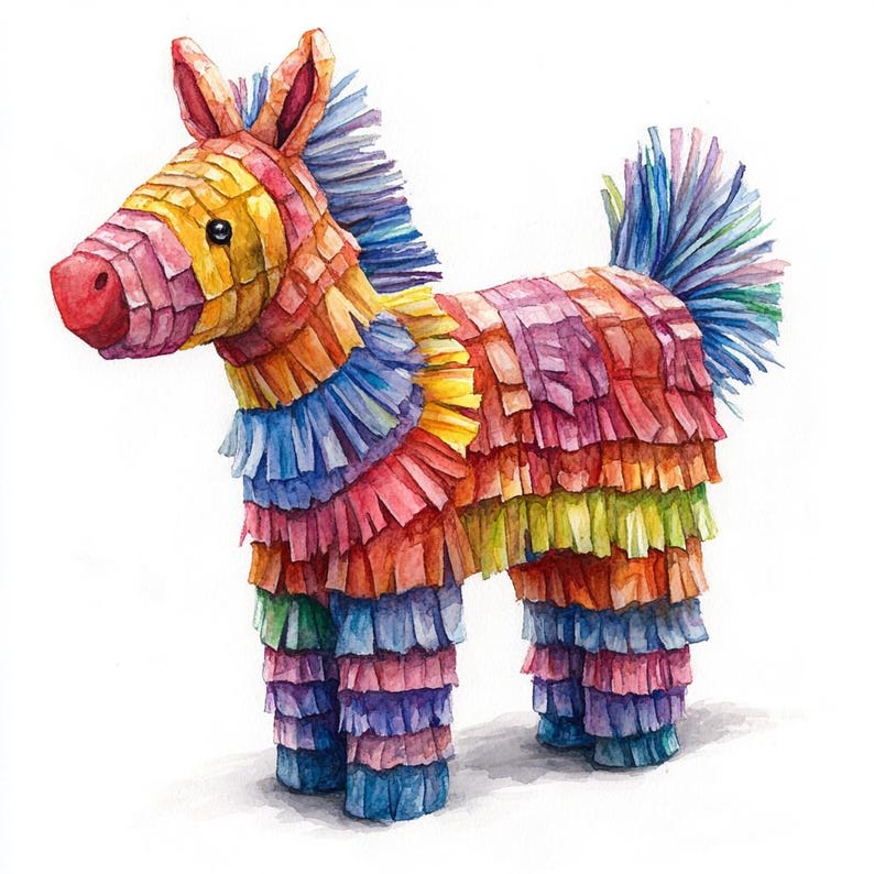 Pinata, Printable Watercolor Clipart, 10 High Quality Watercolor Jpgs ...