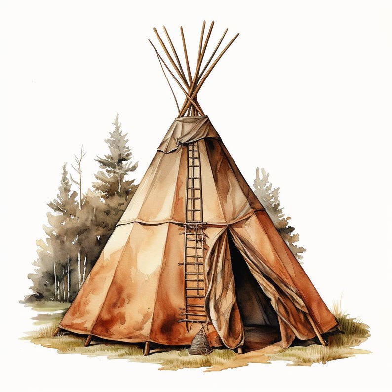 Indian Teepee Tent, Printable Watercolor Clipart, 10 High Quality ...