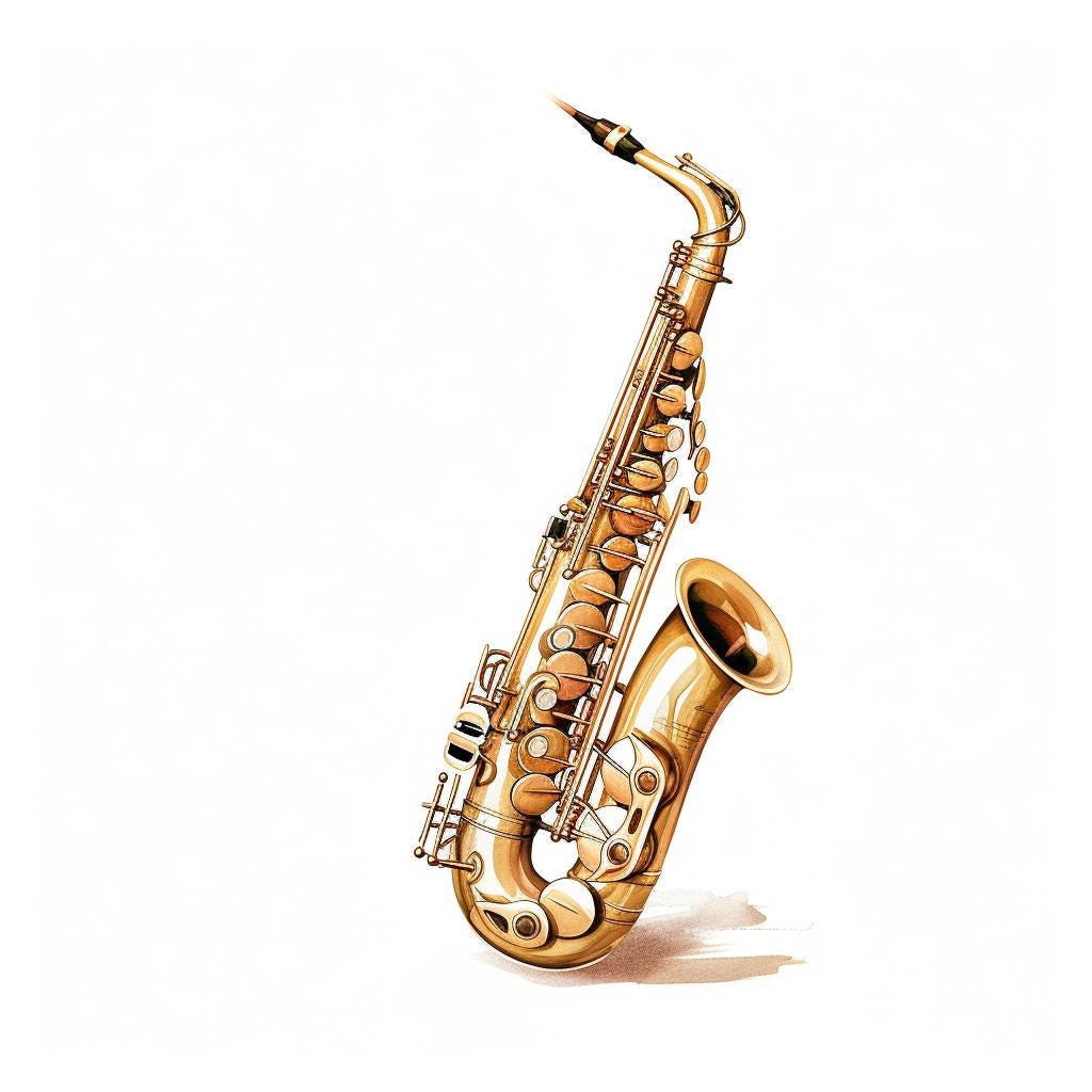 Saxophone, Printable Watercolor Clipart Bundle, 10 High Quality ...