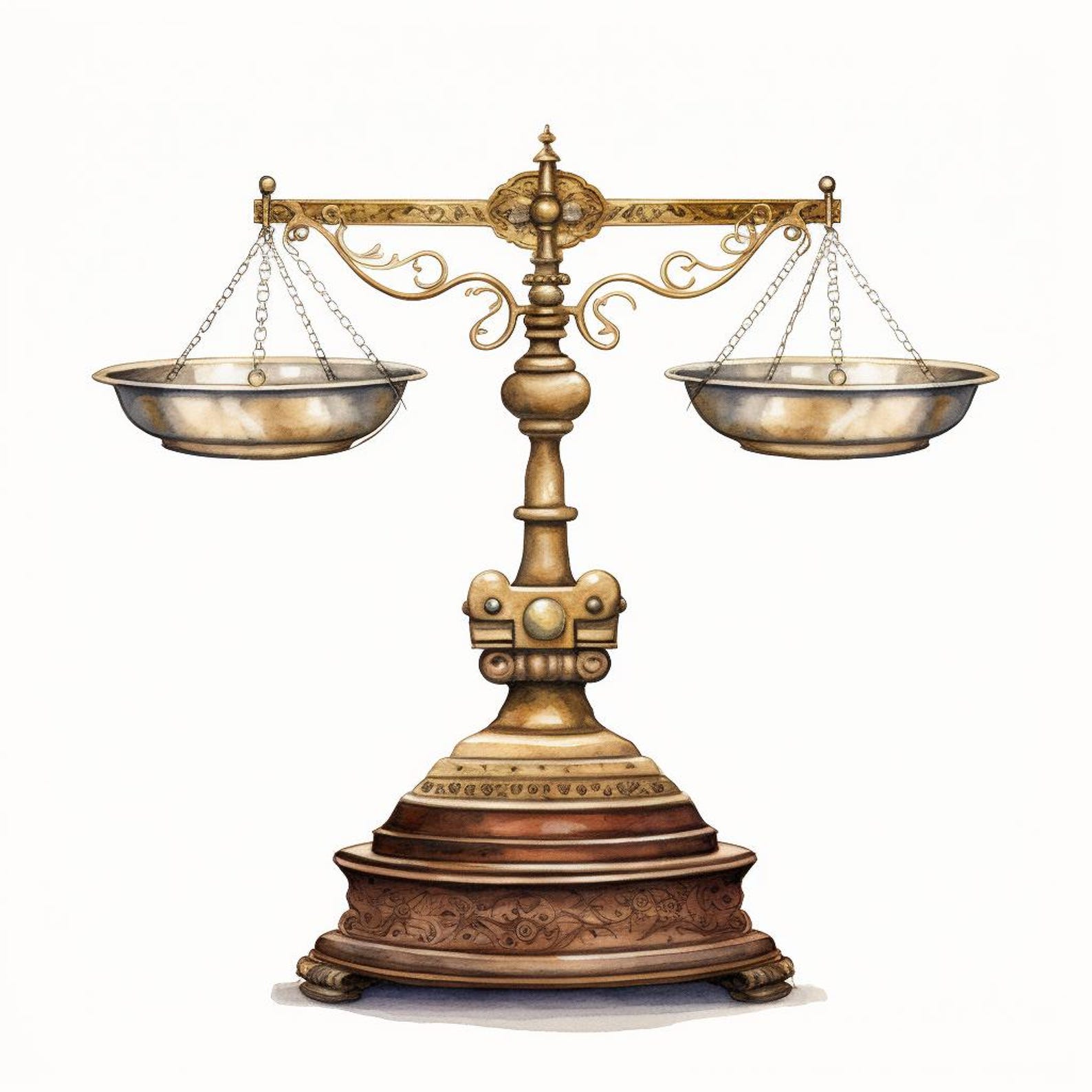 Vintage Scales, Antique Weighing Scale, Printable Watercolor Clipart ...