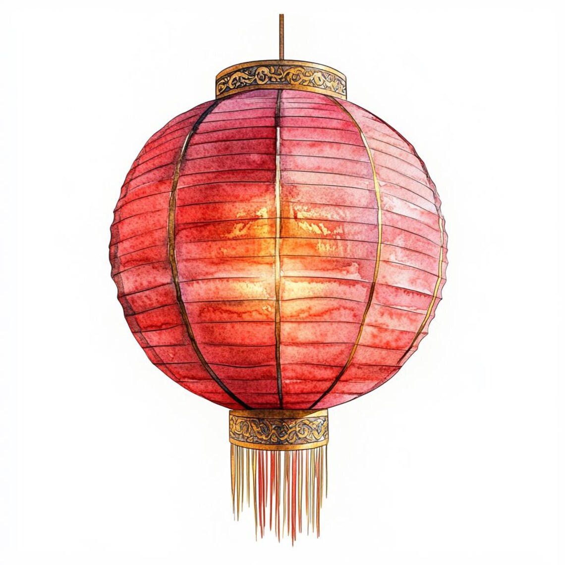 Chinese Paper Lantern, Printable Watercolor Clipart Bundle, 10 High ...