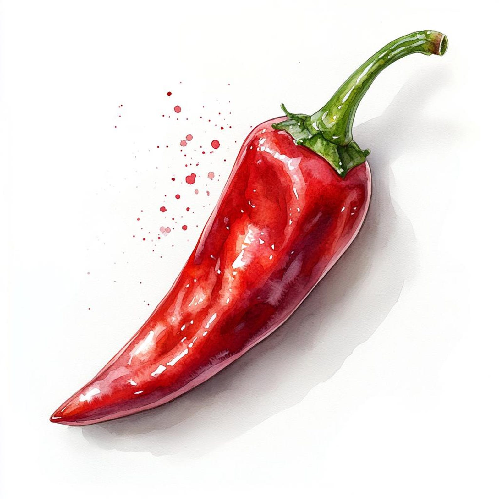 Chili Pepper, Printable Watercolor Clipart, 10 High Quality Watercolor ...