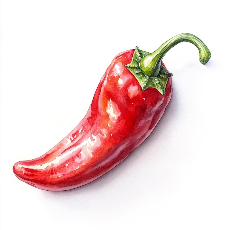 Chili Pepper, Printable Watercolor Clipart, 10 High Quality Watercolor ...