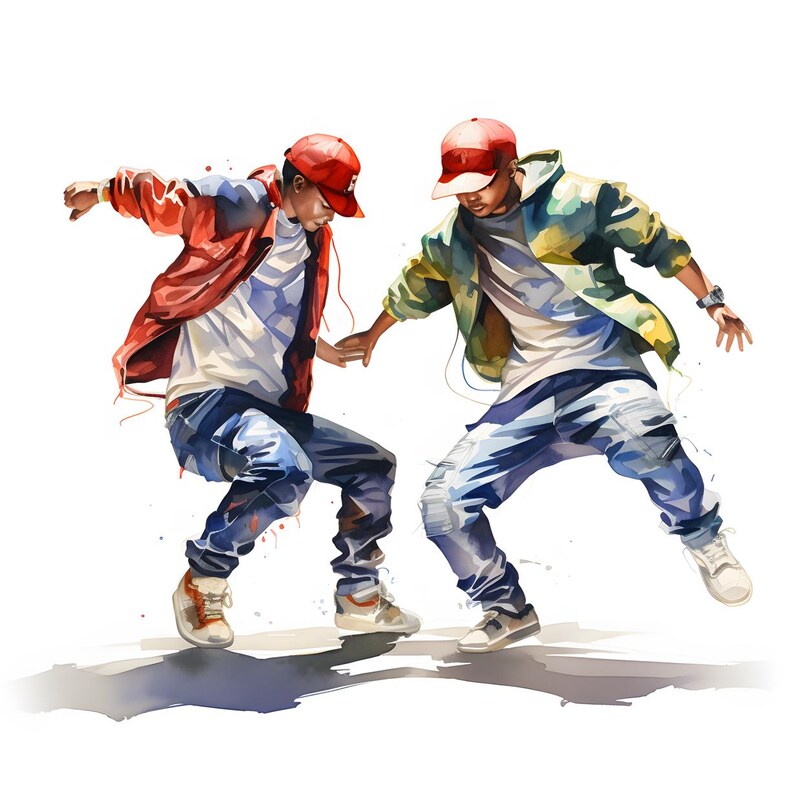 Dynamic Breakdancers, Street Dance, Printable Watercolor Clipart Bundle ...