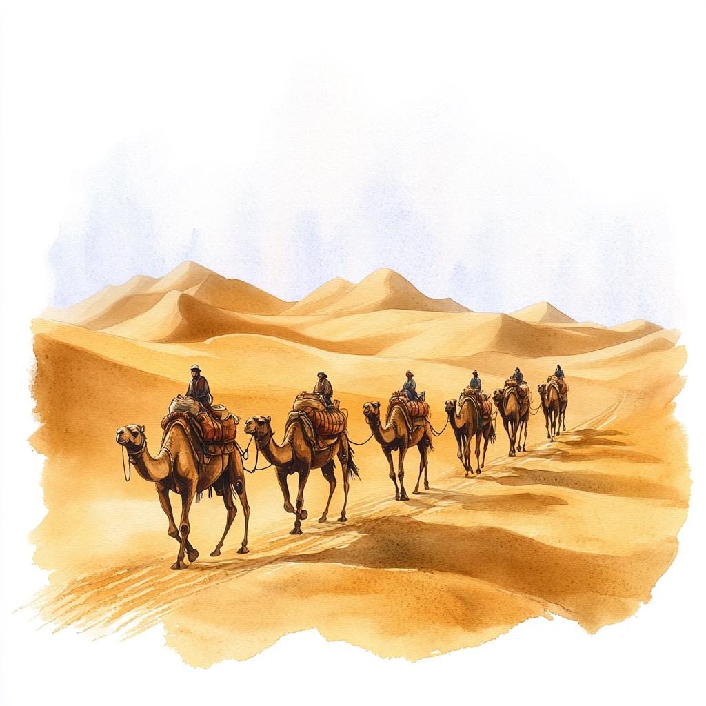 Caravan in the Desert, Printable Watercolor Clipart Bundle, 10 High ...