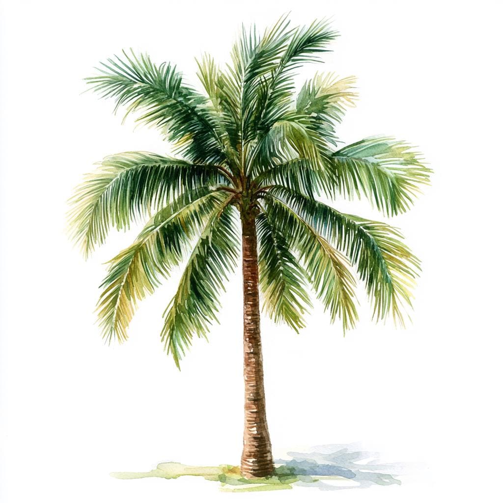 Palm Tree, Printable Watercolor Clipart, 10 High Quality Watercolor ...