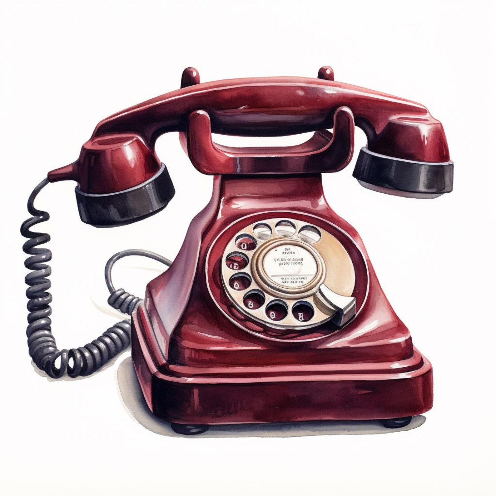 Vintage Telephone, Printable Watercolor Clipart Bundle, 10 High Quality ...