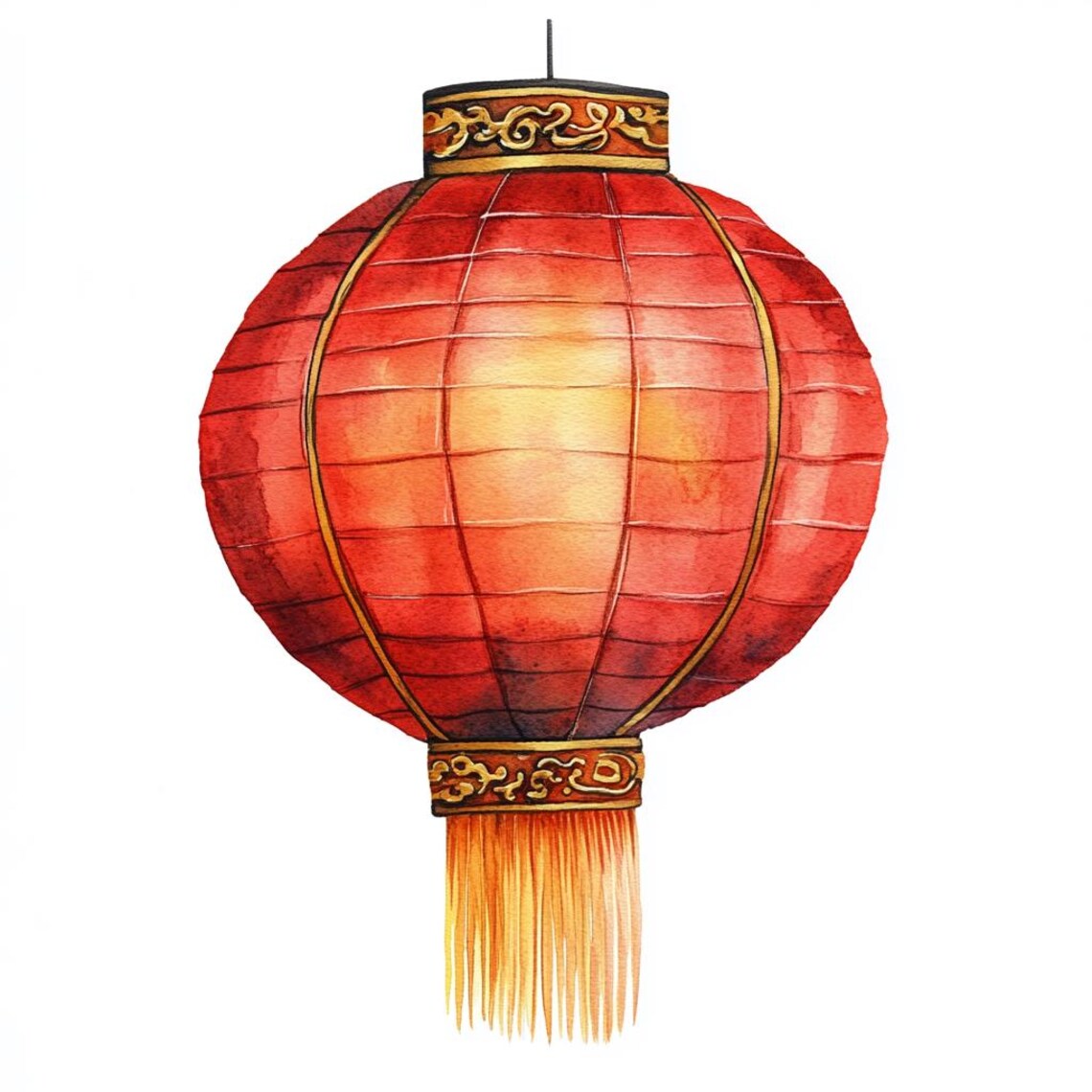 Chinese Paper Lantern, Printable Watercolor Clipart Bundle, 10 High ...