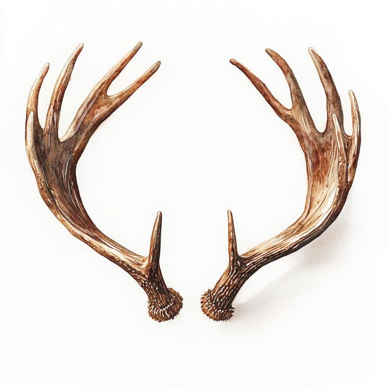 Deer Antlers, Printable Watercolor Clipart, 10 High Quality Watercolor ...