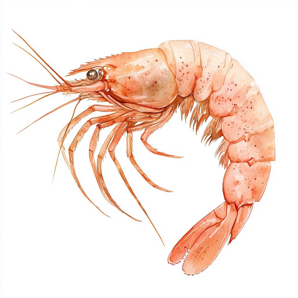 Shrimp, Printable Watercolor Clipart, 10 High Quality Watercolor Jpgs ...