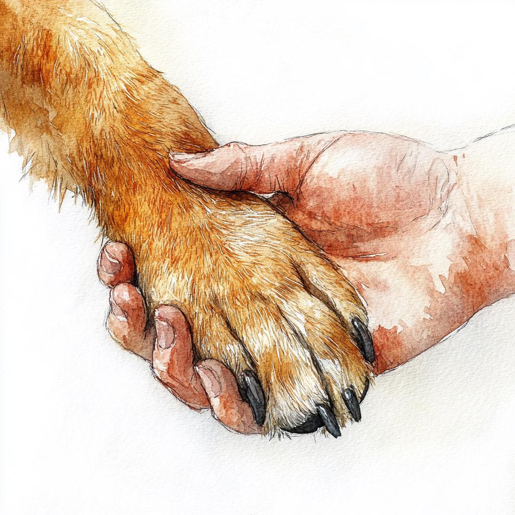 Hand Holding a Dog's Paw, Printable Watercolor Clipart, 10 High Quality ...