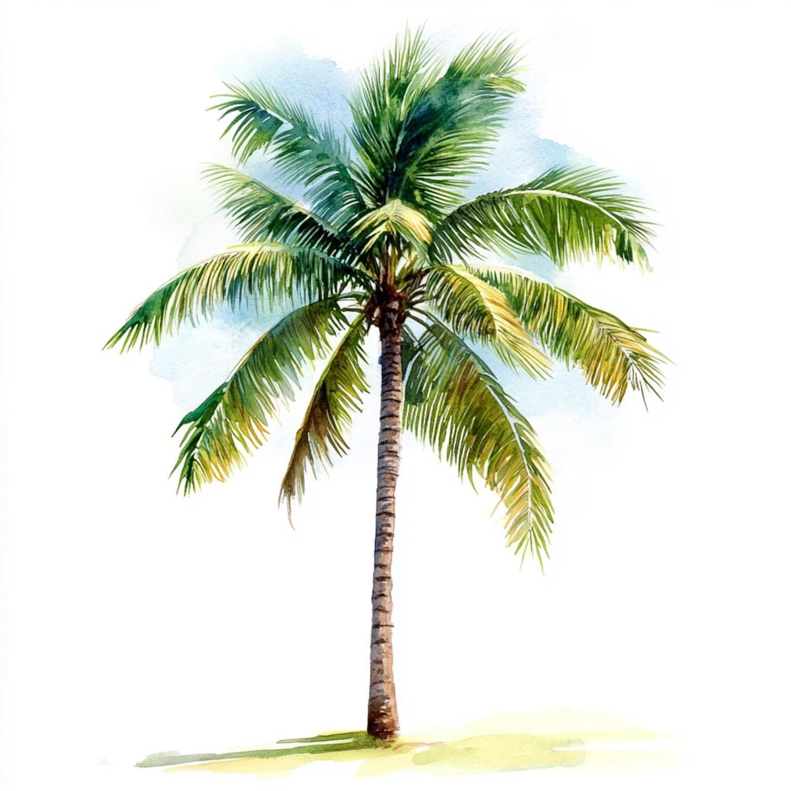 Palm Tree, Printable Watercolor Clipart, 10 High Quality Watercolor ...