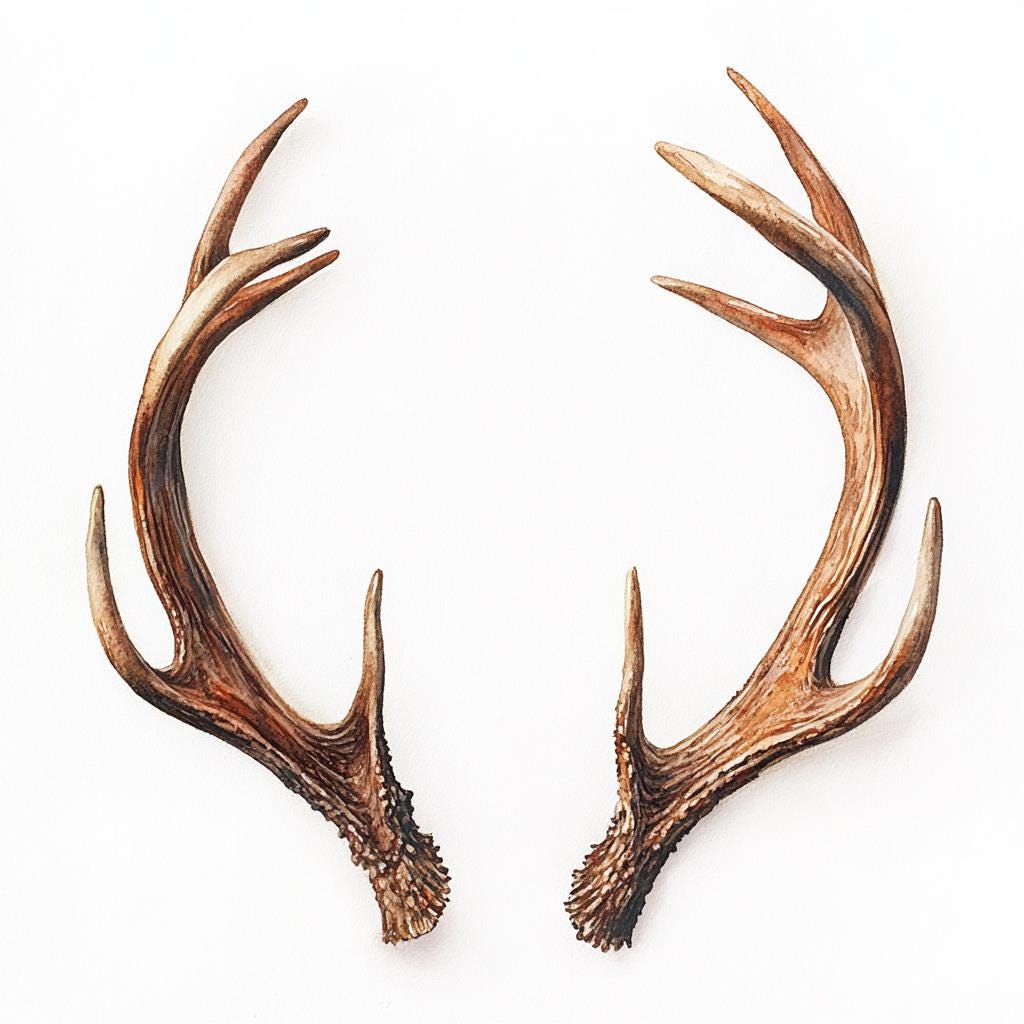 Deer Antlers, Printable Watercolor Clipart, 10 High Quality Watercolor ...