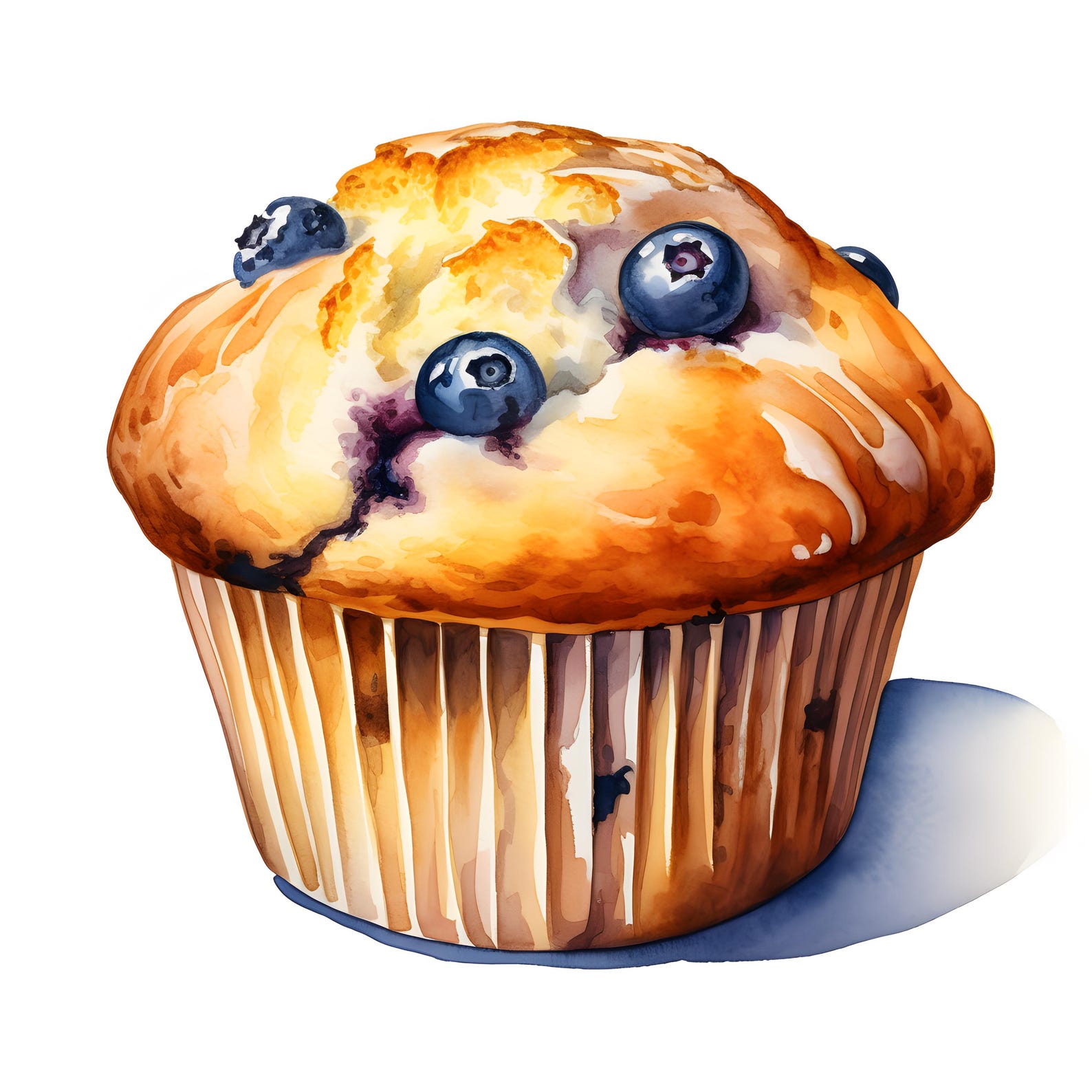 Blueberry Muffin, Fresh Baked Muffin, Printable Watercolor Clipart ...