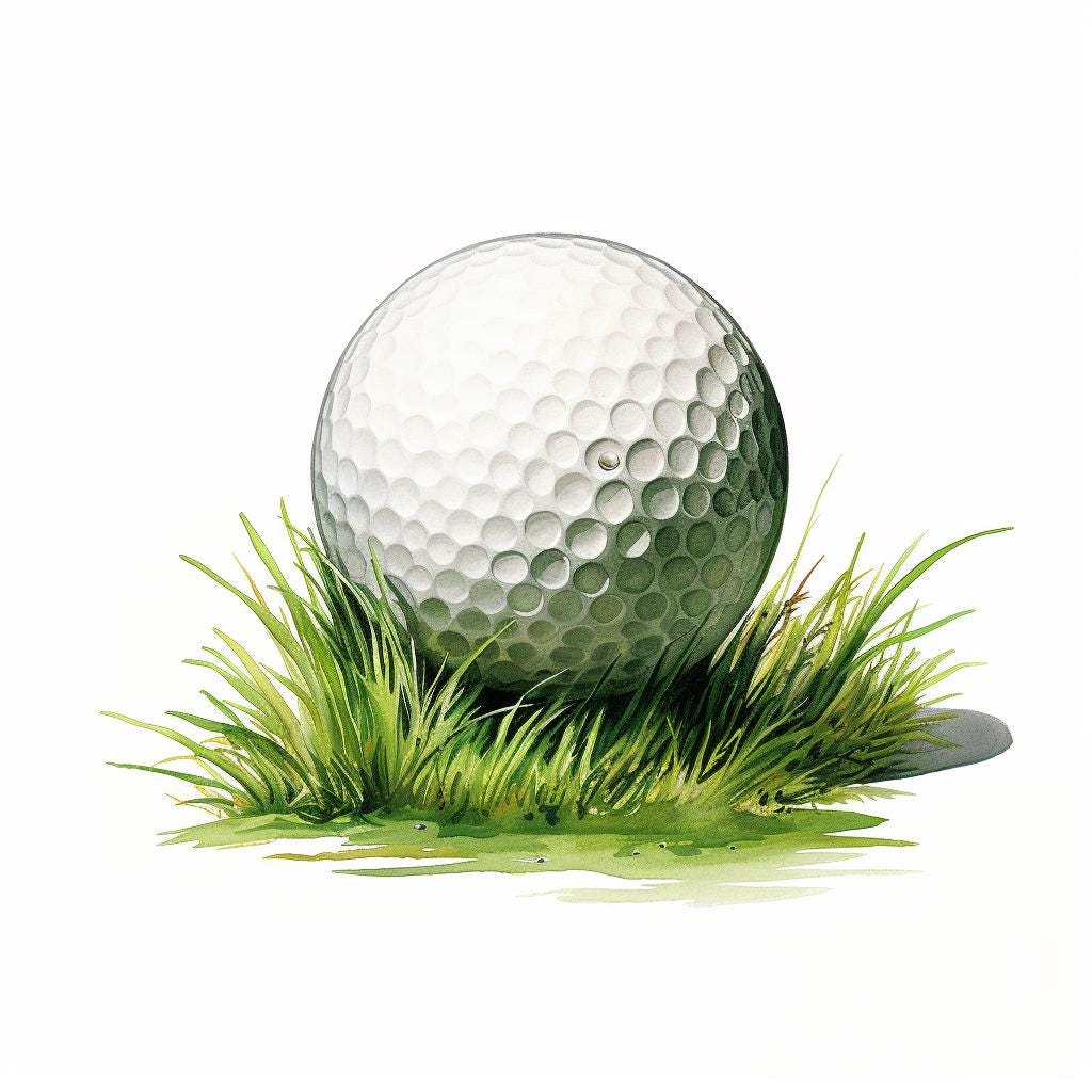 Golf Ball, Printable Watercolor Clipart, 10 High Quality Watercolor ...