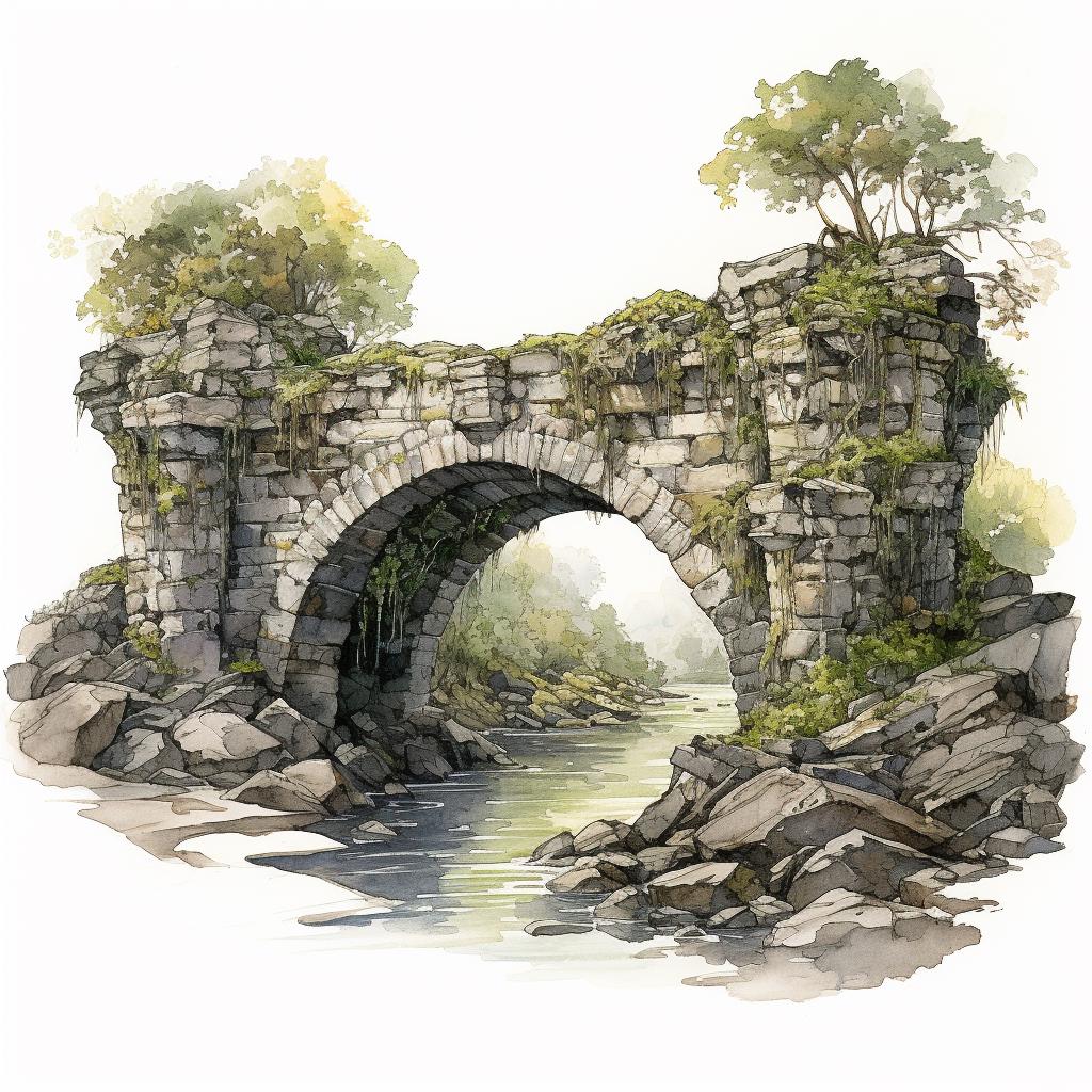 Old Stone Bridge, Printable Watercolor Clipart, 10 High Quality ...