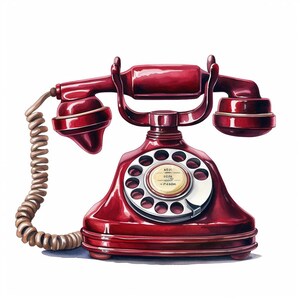 Vintage Telephone, Printable Watercolor Clipart Bundle, 10 High Quality ...