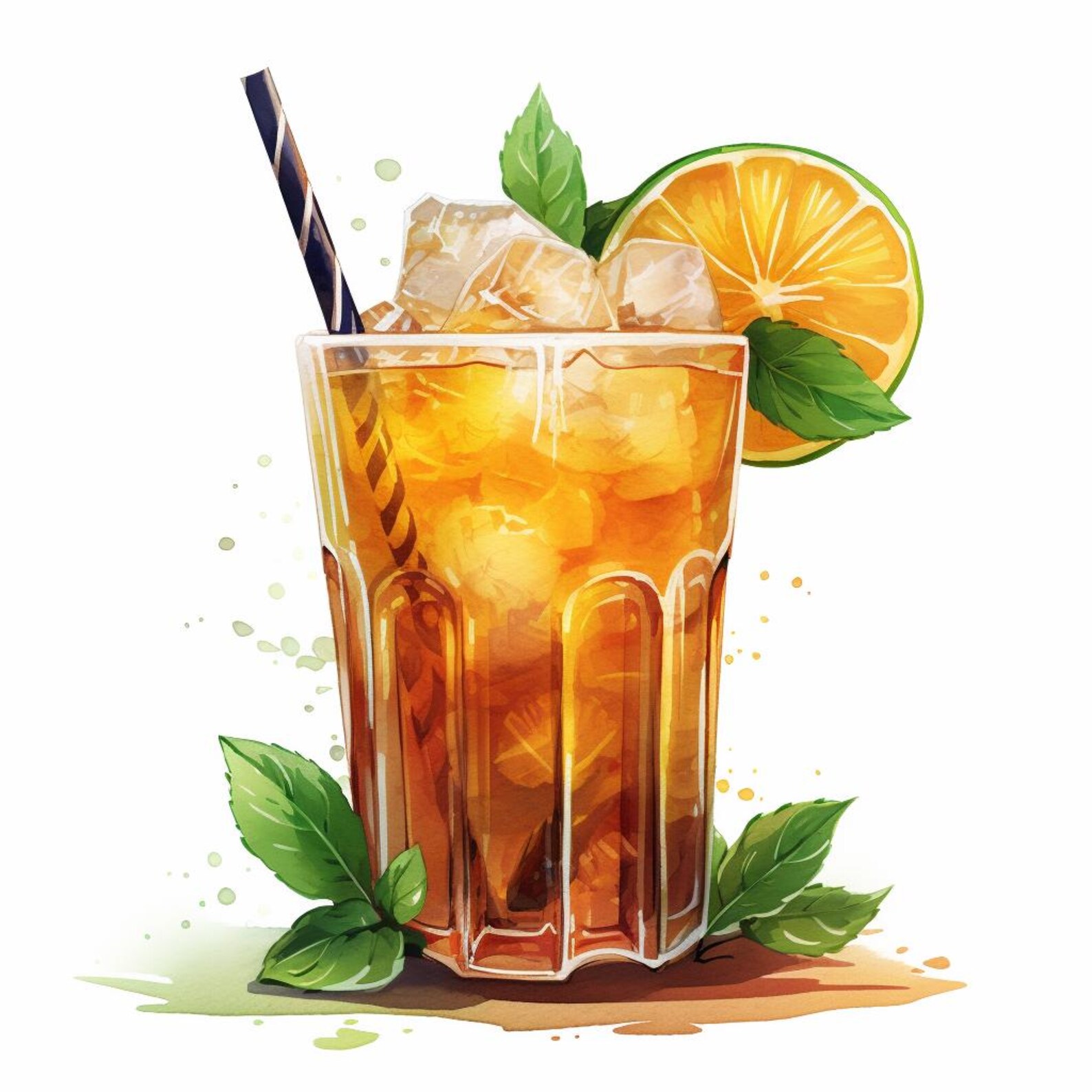Mai Tai Cocktail, Printable Watercolor Clipart, 10 High Quality ...