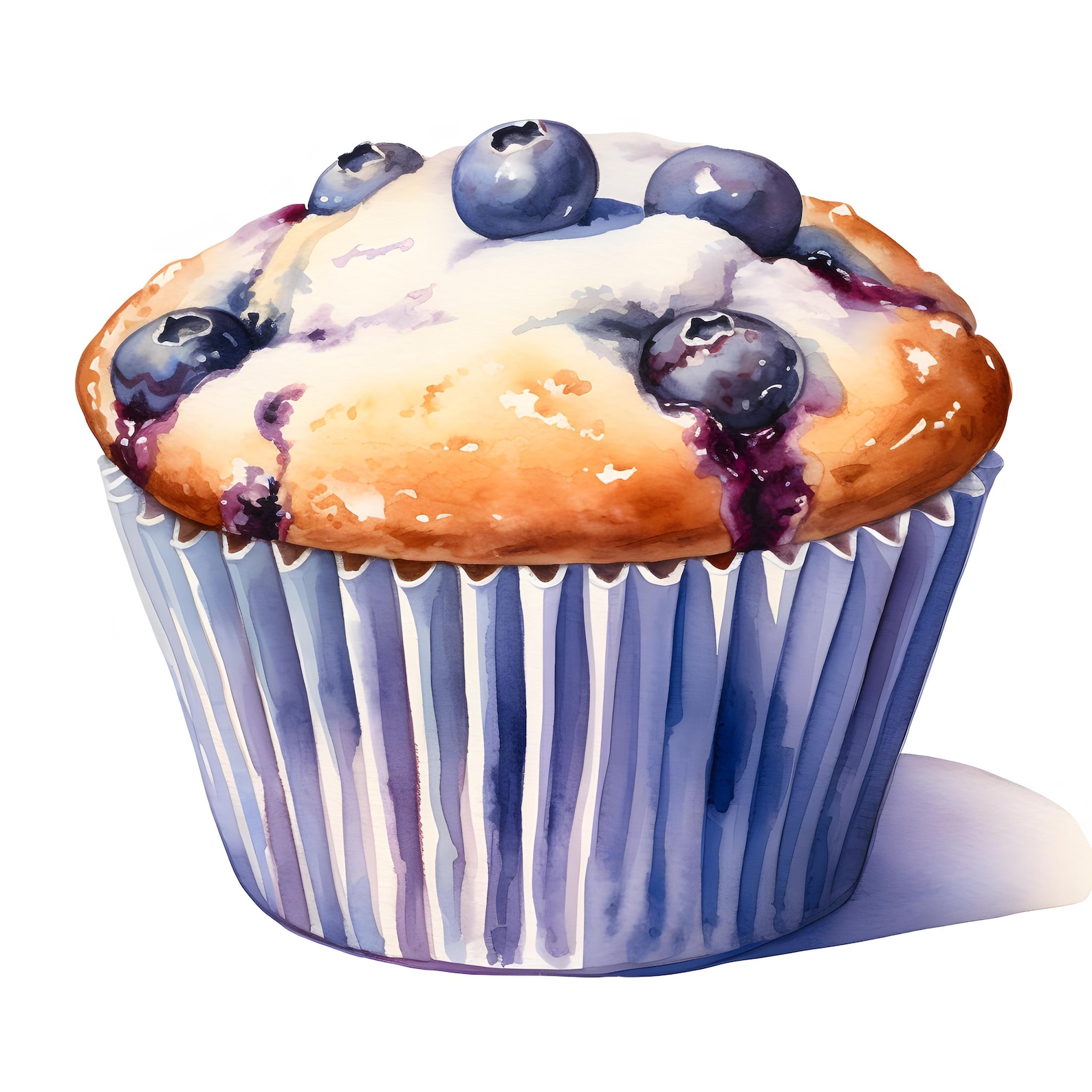 Blueberry Muffin, Fresh Baked Muffin, Printable Watercolor Clipart ...