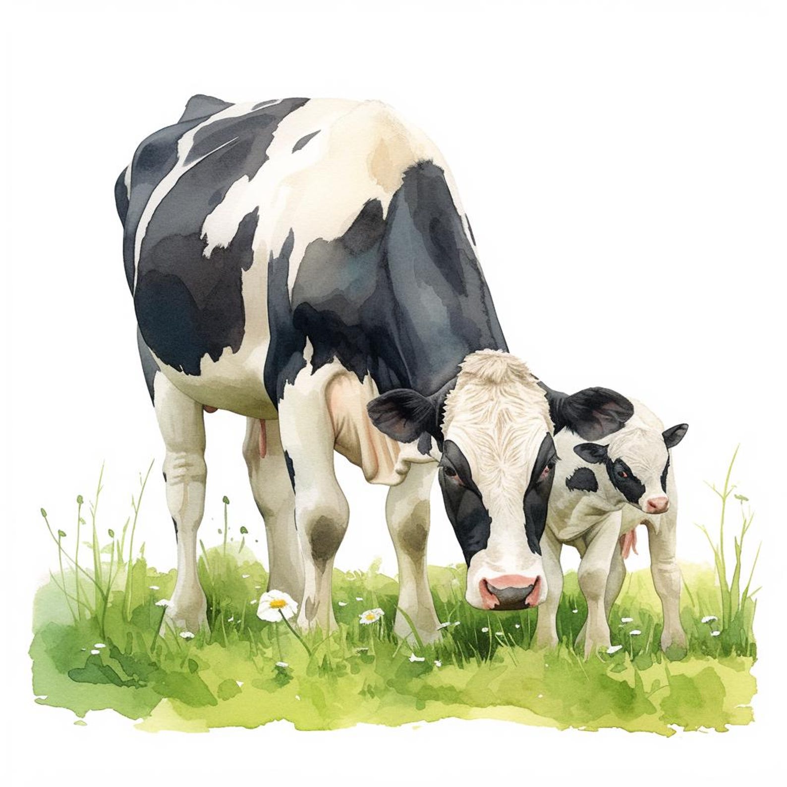Cow and Calf Watercolor Clipart Bundle, 10 Watercolor JPG, Instant ...