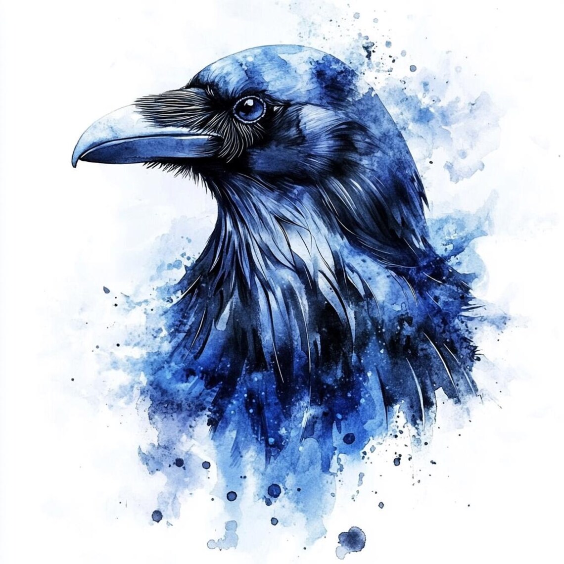 Raven Bird Illustration, Printable Watercolor Clipart Bundle, 10 High ...