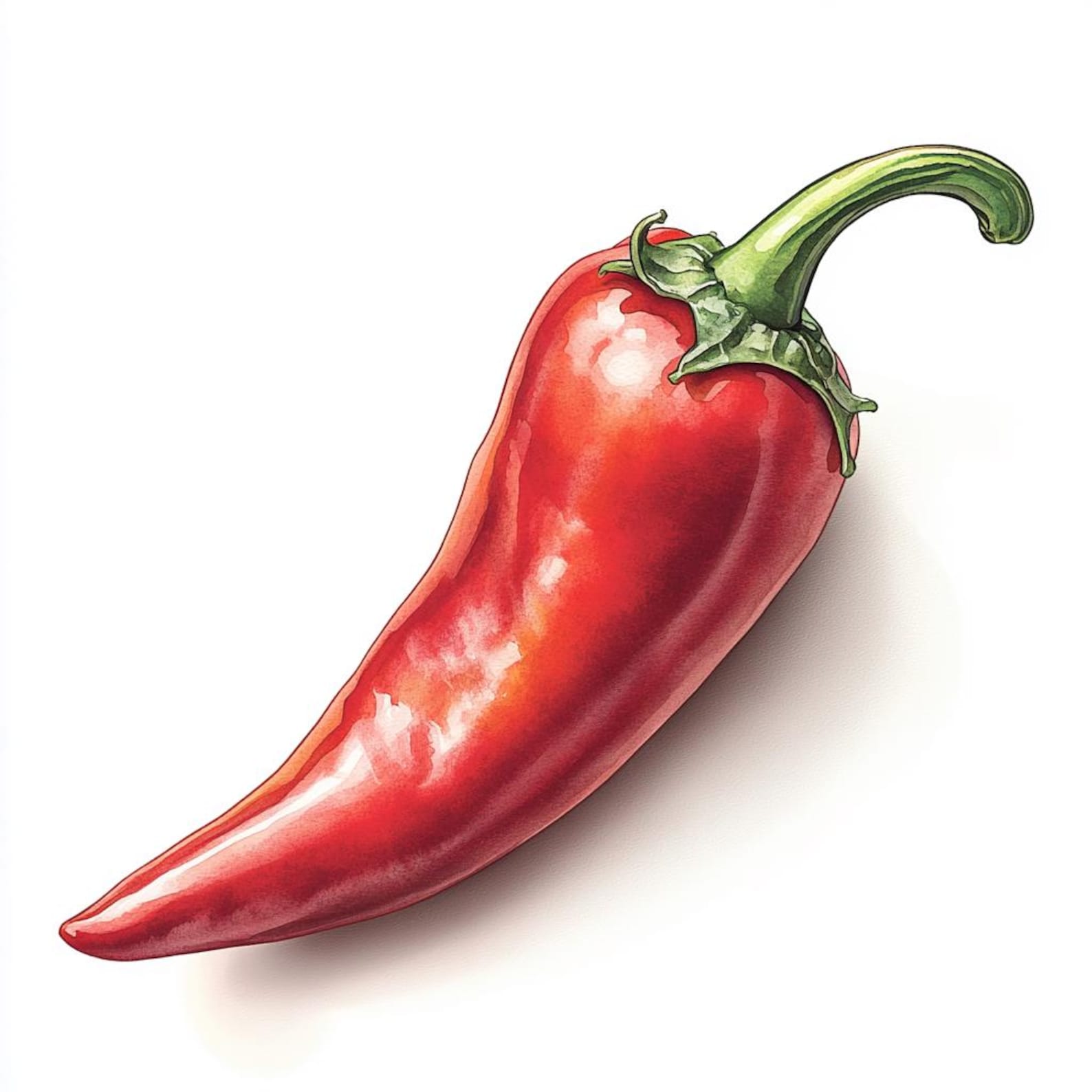 Chili Pepper, Printable Watercolor Clipart, 10 High Quality Watercolor ...