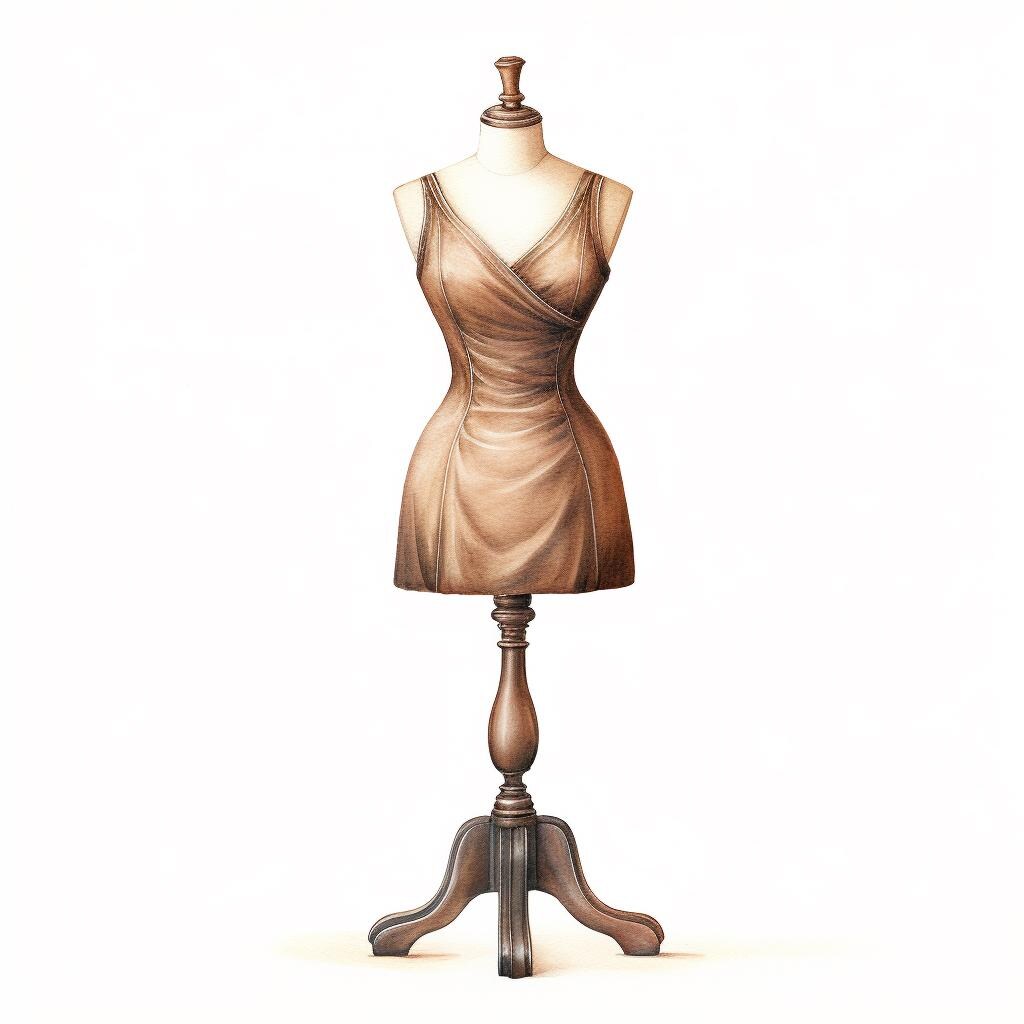 Vintage Dress Form Mannequin, Printable Watercolor Clipart Bundle, 10 ...