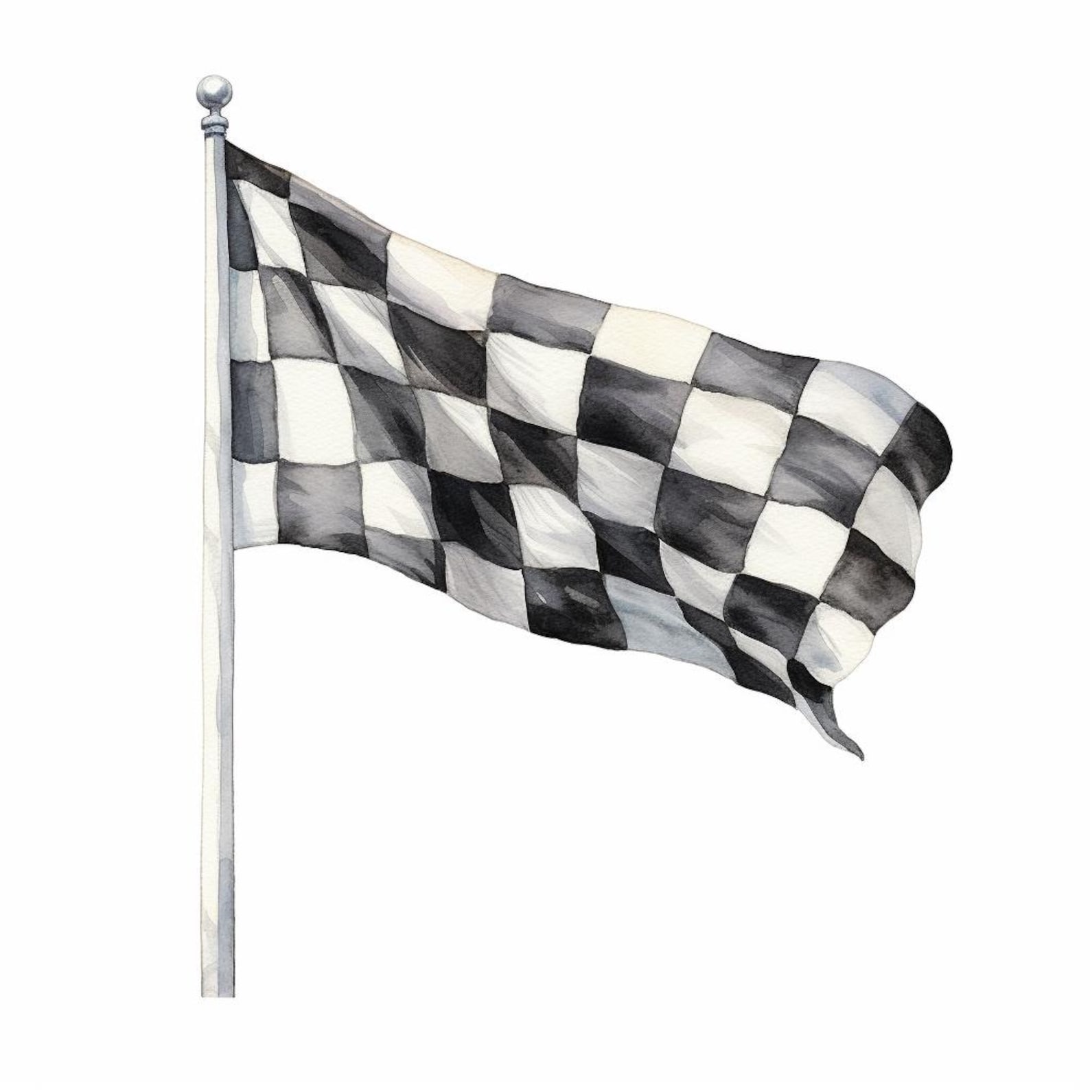 Start Race Flag, Printable Watercolor Clipart Bundle, 10 High Quality ...