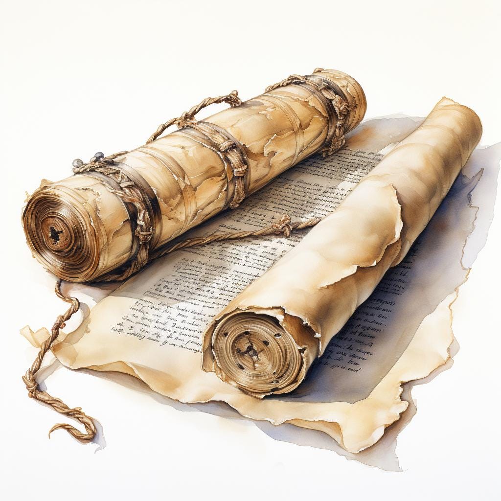 Ancient Scroll, Printable Watercolor Clipart, 10 High Quality ...
